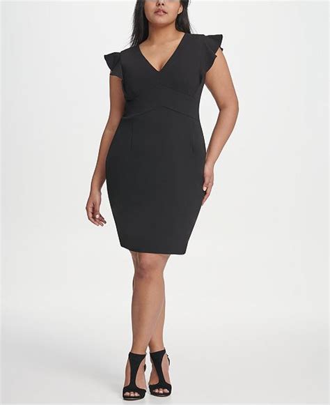 Dkny V Neck Ruffle Cap Sleeve Sheath Dress And Reviews Dresses Women