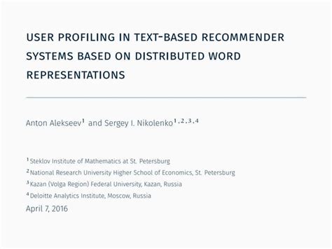 Sergey Nikolenko And Anton Alekseev User Profiling In Text Based