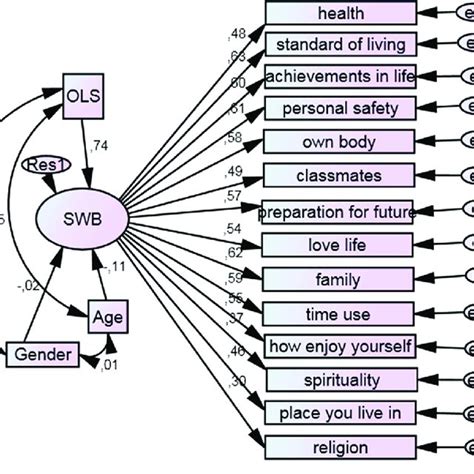 Structural Equation Model Relating The Swb Latent Variable To Ols Age Download Scientific
