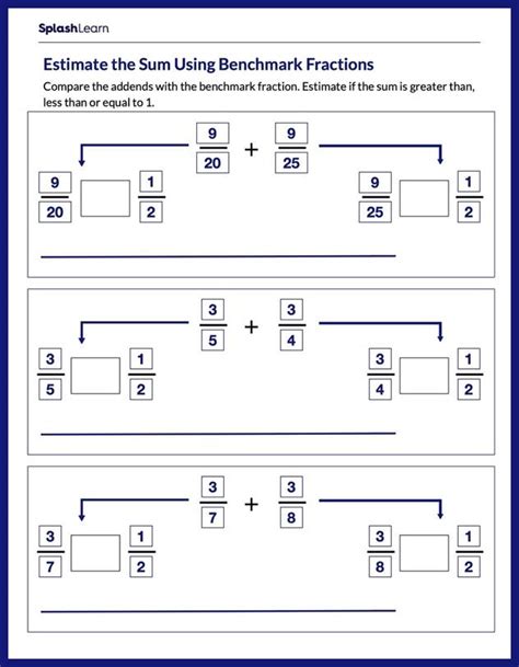 Estimating Sum Using Benchmark Fractions Worksheet