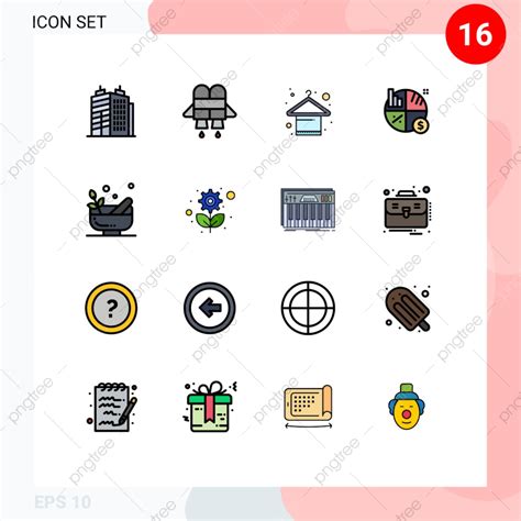 16 Universal Flat Color Filled Lines Set For Web And Mobile Applications Recycling Graph Web