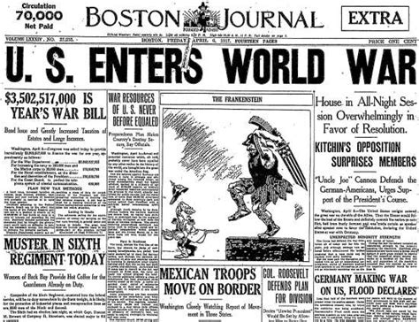 The United States Enters World War I 28 Newspaper Front Pages From 100