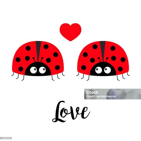 두 빨간 여자 버그 무당벌레 아이콘 마음으로 커플을 설정 합니다 인사말 카드를 사랑 해요 해피 발렌타인 데이 귀여운 만화 귀 엽 다 재미 아기 캐릭터 평면 디자인입니다 흰색