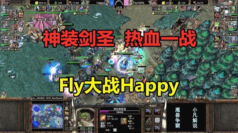神装剑圣热血一战，双方互相秒英雄，fly大战happy！魔兽争霸3 Youtube