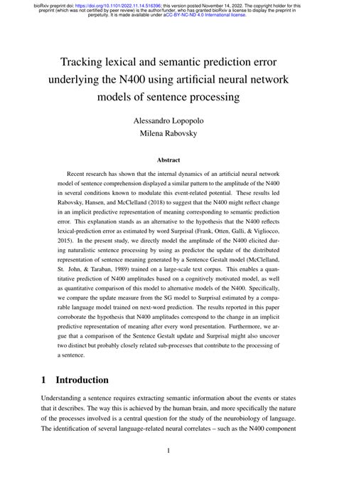 pdf tracking lexical and semantic prediction error underlying the n400 using artificial neural
