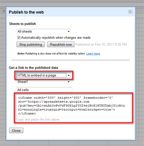 Embedding A Google Docs Spreadsheet In Blogger