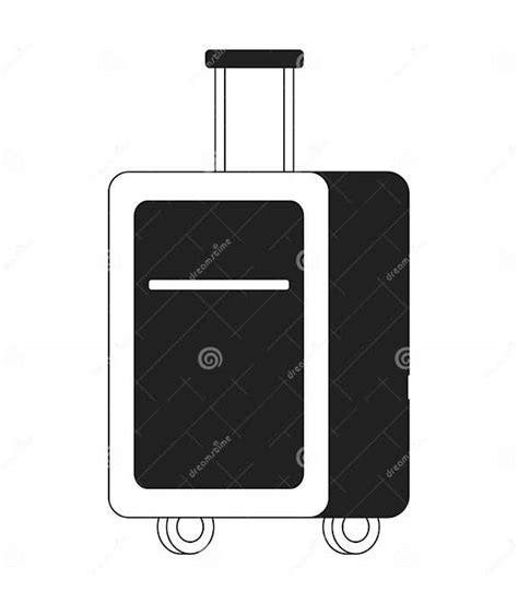 Carry On Suitcase On Wheels Monochrome Flat Vector Object Stock
