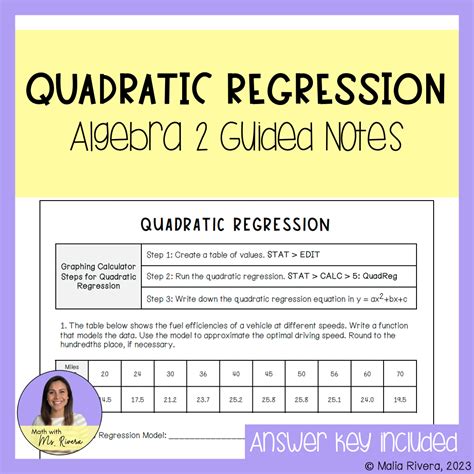 Quadratic Regression Guided Notes For Algebra 2 Made By Teachers