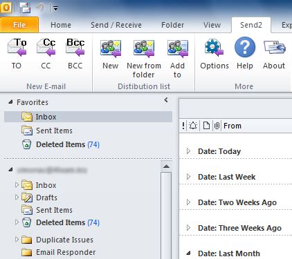 Send2 Microsoft Outlook 2010 Toolbar