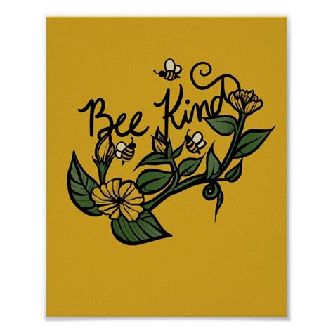 Bee Kind Poster Zazzle Postcard Poster Bee