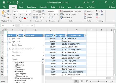 Using Tables In Excel Deskbright