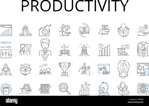 Productivity Line Icons Collection Efficiency Efficacy Effectiveness