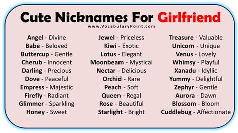 Cute Pet Names For Girlfriend Aesthetic And Romantic Names For