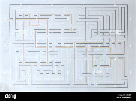 Monochrome Sketch With Maze Pattern Designed With Pens And Markers Digitally Processed