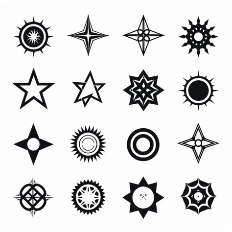 Fantasy Rune Star Symbols Concept Art Isolated On White Background