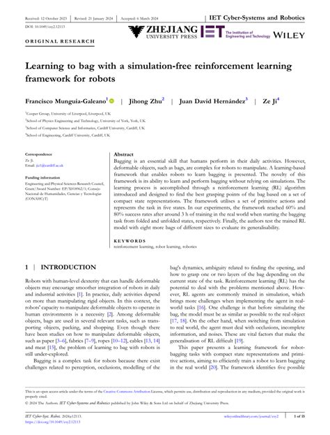 Pdf Learning To Bag With A Simulation‐free Reinforcement Learning Framework For Robots