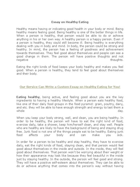 Essay On Healthy Eating Healthy Diet Nutrition