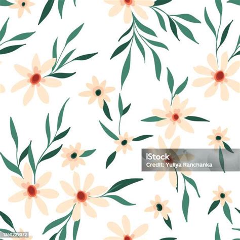 리버티 핑크 꽃과 작은 잎이 많은 나뭇 가지가 있는 사랑스러운 꽃무늬 프린트 작은 분홍색 꽃과 매끄러운 패턴 흰색 배경에 잎 심플한 모던 한 디자인 벡터 0명에 대한 스톡