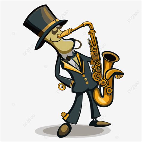 테너 색소폰 벡터 재즈 재즈 음악을 연주하는 모자를 쓴 만화 색소폰 연주자 상표 클립 아트 Png 일러스트 및 벡터 에 대한 무료 다운로드 Pngtree