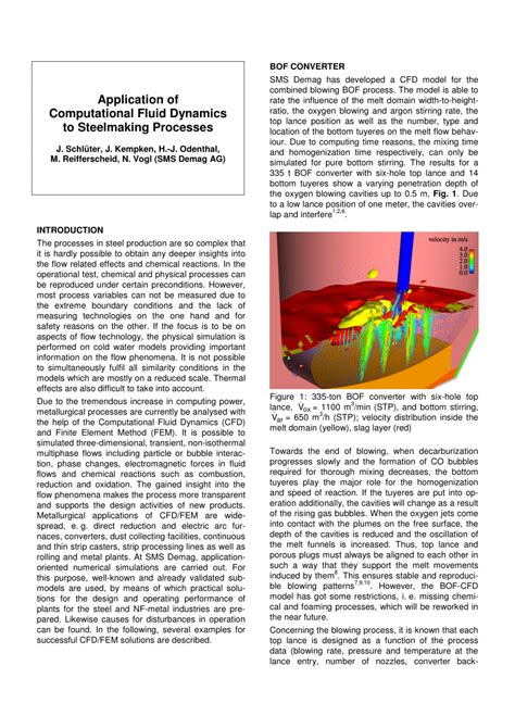 Pdf Application Of Computational Fluid Dynamics To Steelmaking Processes