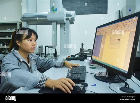 Anqing China August 31 2022 An Employee Of Anhui Ruilin Jingke Co Ltd Conducts A Three