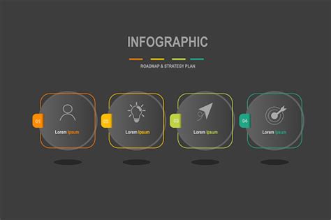 인포그래픽 요소 템플릿 4단계 비즈니스 개념 워크플로우 레이아웃 다이어그램 연간 보고서 웹 디자인을 위한 회색 원 모양 디자인 크리에이 티브 배너 레이블 벡터 개념에 대한