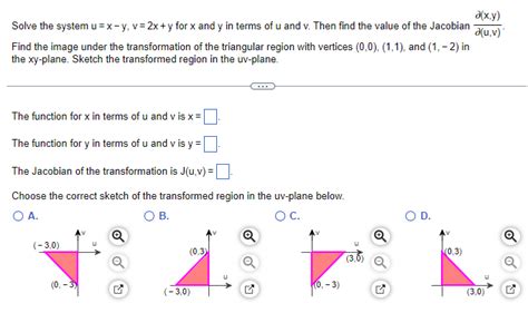 Solved Solve The System U X Y V 2x Y ﻿for X ﻿and Y ﻿in Terms