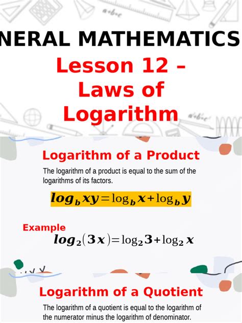 Lesson 12laws Of Logarithms Pdf