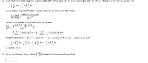 Integration Product Rule