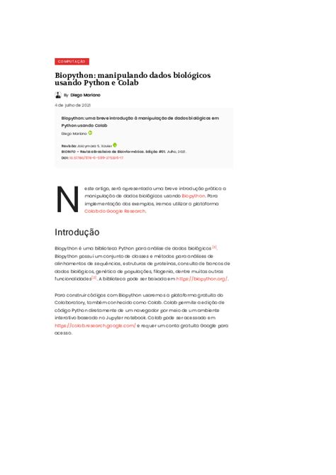 pdf biopython manipulando dados biológicos usando python e colab