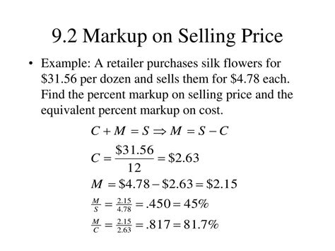 Ppt 9 1 Markup On Cost Powerpoint Presentation Free Download Id 1267890