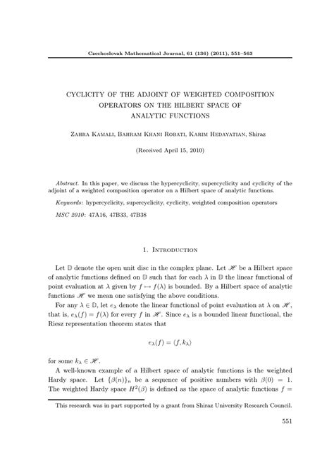 Pdf Cyclicity Of The Adjoint Of Weighted Composition Operators On The Hilbert Space Of