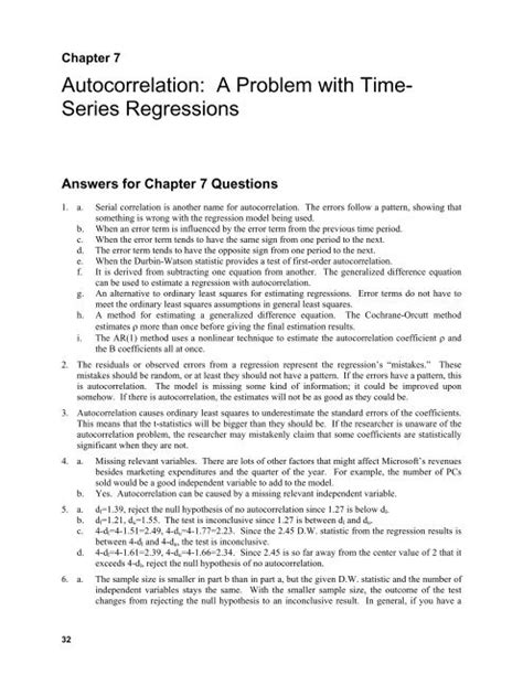 Autocorrelation A Problem With Time Series Regressions