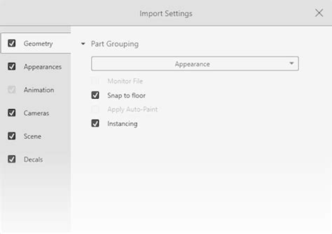 Import Settings Dialog Box 2022 SOLIDWORKS Visualize Help
