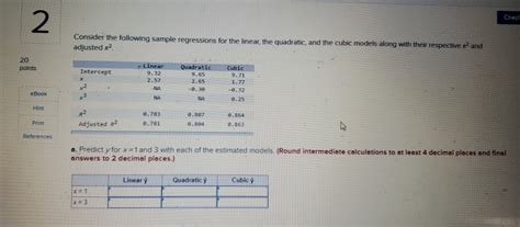 Solved 2 Consider The Following Sample Regressions For The