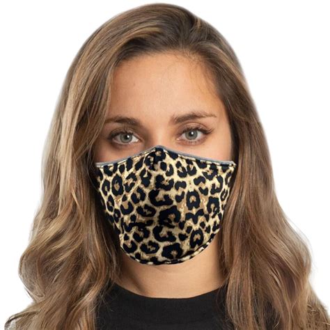 Leopard Print Face Face Mask Set Mask With Replaceable 5 Layer Pm25