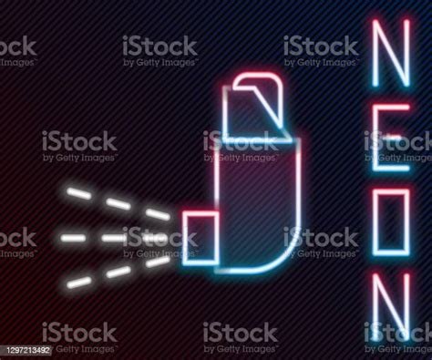 검은 배경에 고립 된 빛나는 네온 라인 흡입기 아이콘 기침 완화 흡입 알레르기 환자 호흡기 의료 알레르기 천식 흡입기 스프레이