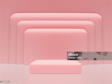 분홍색 색상과 카피 공간이있는 미니멀리즘 스타일의 모의 프리젠 테이션을위한 연단이있는 장면 3d 렌더링 추상적 인 배경 디자인