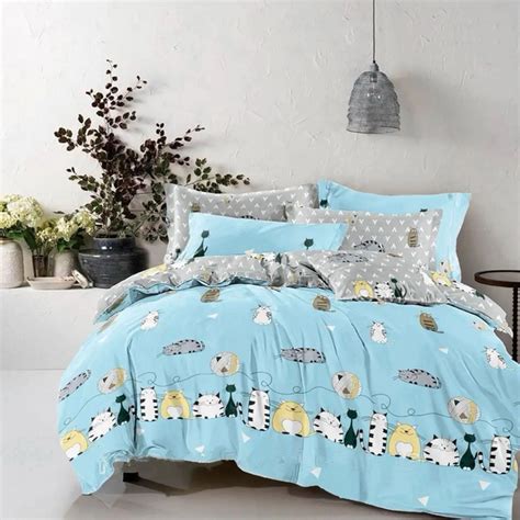 Постільна білизна з натуральної тканини Ранфорс Pretty 9860 Котики 150х220 Полуторний купити