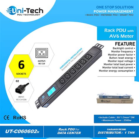 Jual PDU 6 Sockets C19 With AV6 Meter Input IEC C14 10A Shopee Indonesia