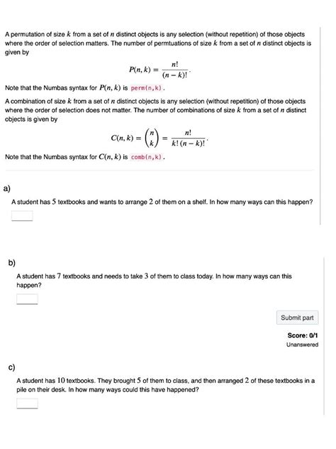 Solved A Permutation Of Size K From A Set Of N Distinct