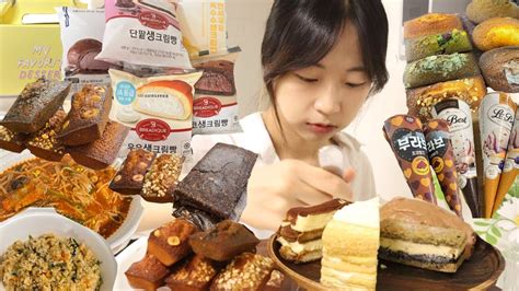 먹방 브이로그 연세가 브레디크 했다 👍연세우유 크림빵 브레디크 크림빵 희와제과 휘낭시에 디저트39 크레이프 티라미수 부라보 라베스트 콘 아구찜 흑임자