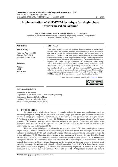 pdf implementation of she pwm technique for single phase inverter