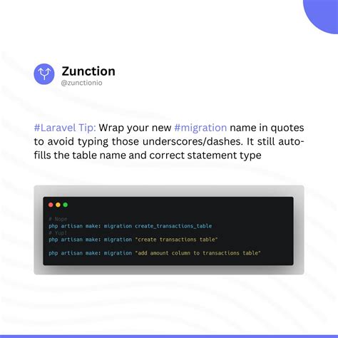 How To Close Your Migration Name In Quotes Zunction Laravel
