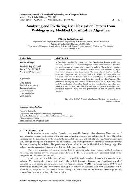 pdf analyzing and predicting user navigation pattern from weblogs using modified