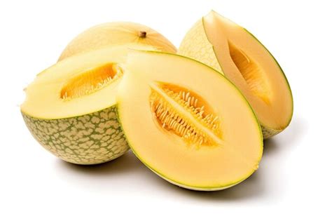 Premium Ai Image Sweet Melon And Sliced Sweet Melon Isolated On White Background Generative Ai