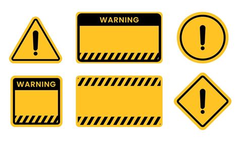 Yellow Warning Sign Square Triangle Circle Blank Warning Sign On White