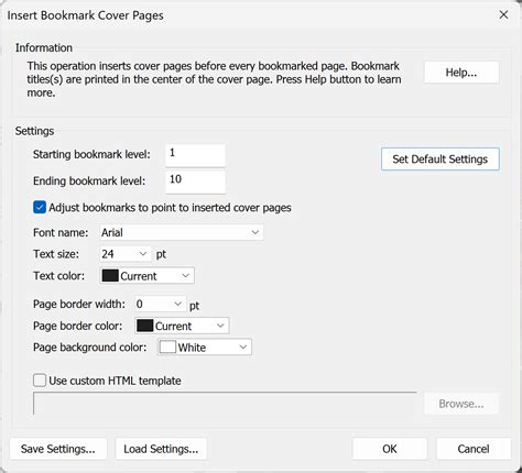 Inserting Bookmark Cover Pages