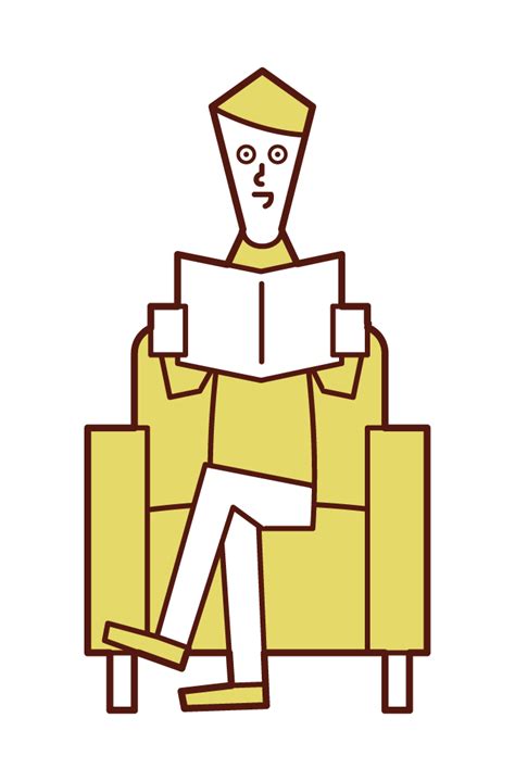 소파에 앉아 책을 읽는 사람남성의 일러스트 무료 일러스트 소재집 Kukukeke