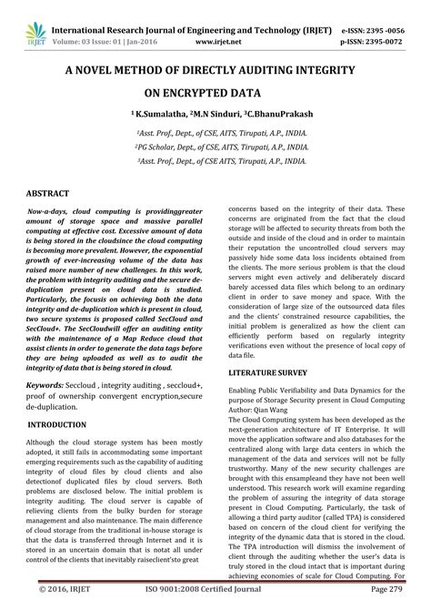 A Novel Method Of Directly Auditing Integrity On Encrypted Data Pdf